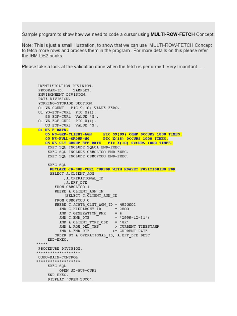 Multi Row Fetch Example Pdf Sql Areas Of Computer Science