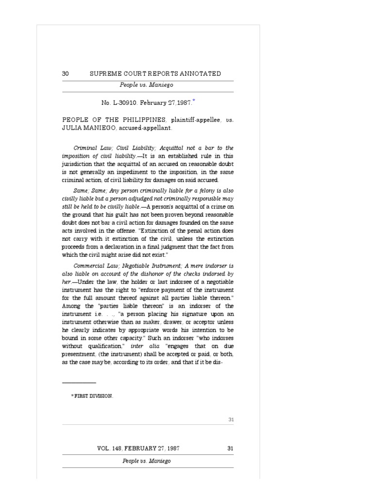 47 People vs. Maniego | PDF | Acquittal | Reasonable Doubt