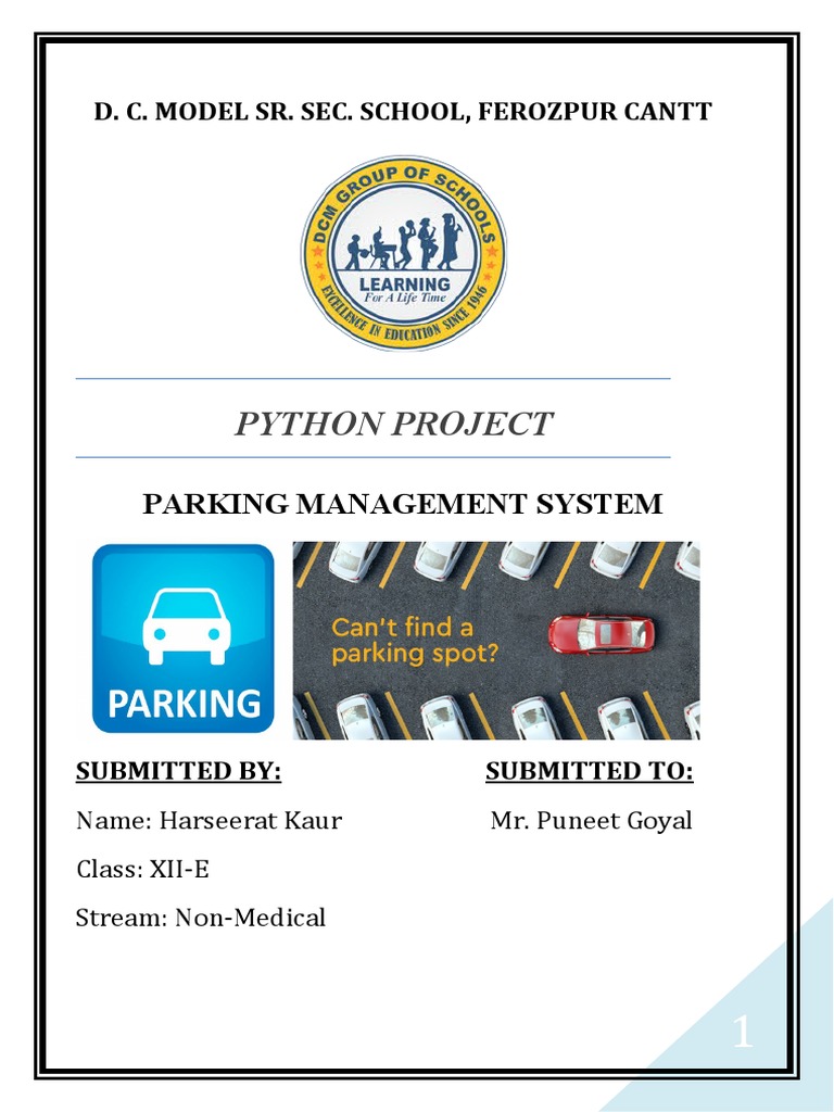 Python Project: Parking Management System | PDF | Databases | Computing