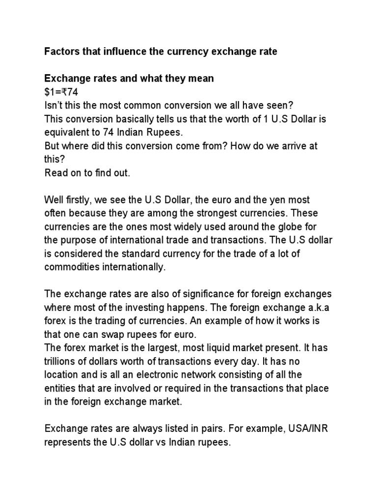 Factors That Influence The Currency Exchange Rate | PDF | Foreign ...