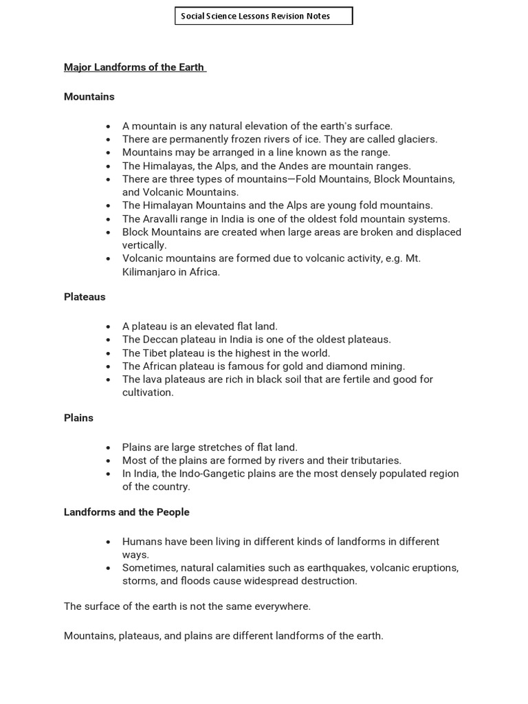 Major Landforms of The Earth | PDF | Solar System | Planets