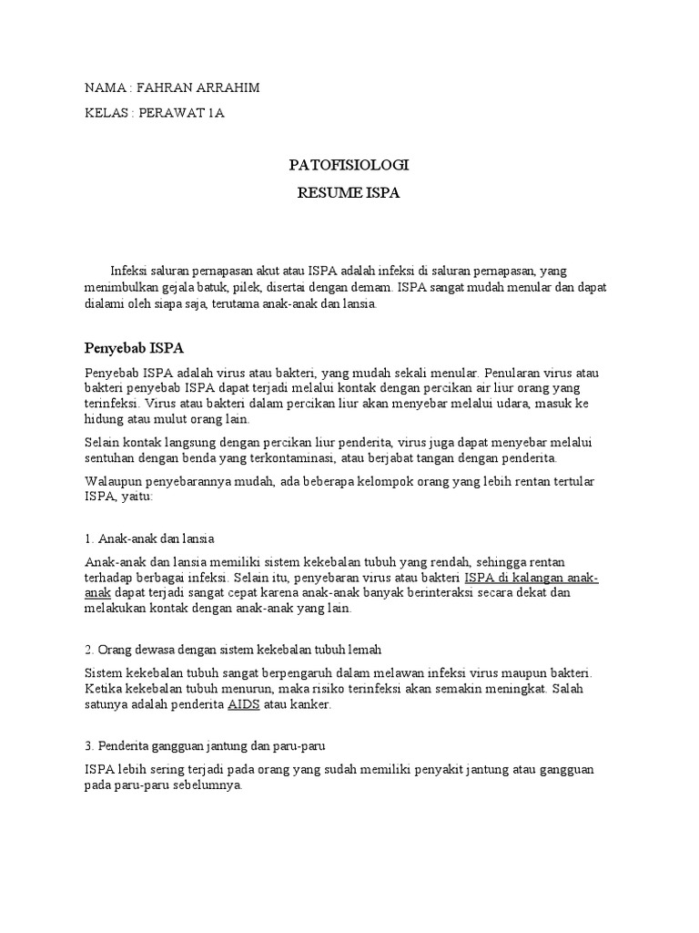 Panduan Lengkap ISPA: Gejala dan Pencegahan | PDF | Pengembangan Diri ...