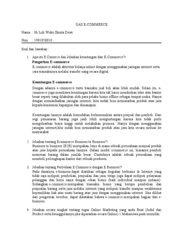 Keuntungan dan Jenis E-Commerce | PDF | Bisnis