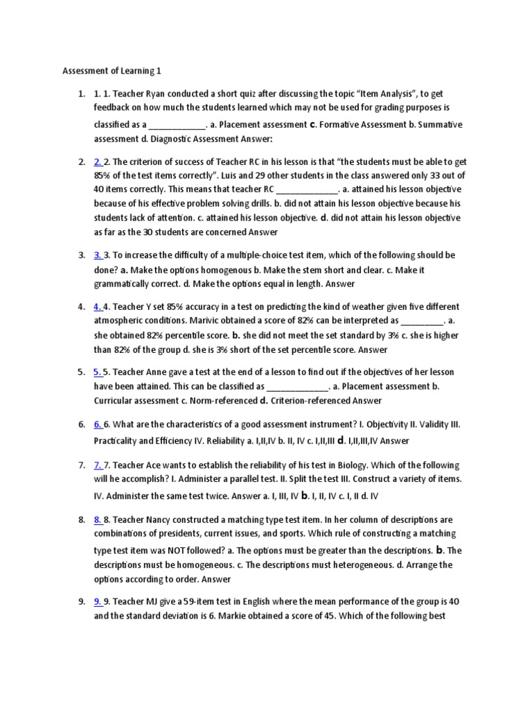 Assessment of Learning 1 Exam | PDF | Educational Assessment | Test ...
