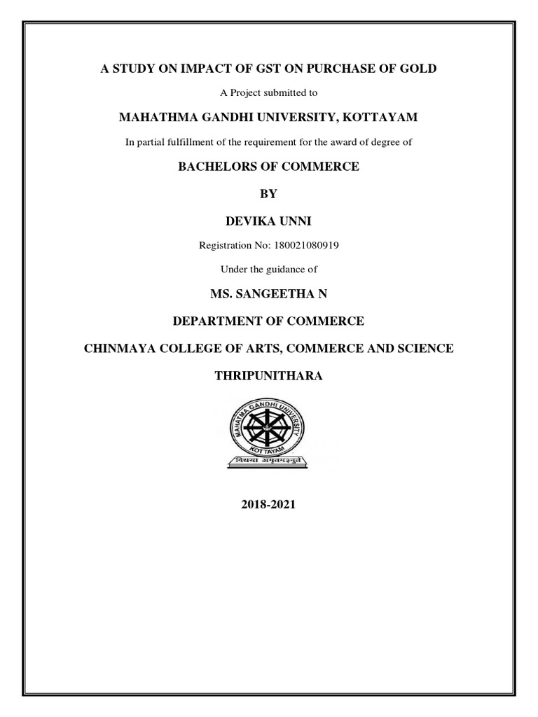 Impact of GST On Gold Purchase - Devika Unni | PDF | Value Added Tax ...