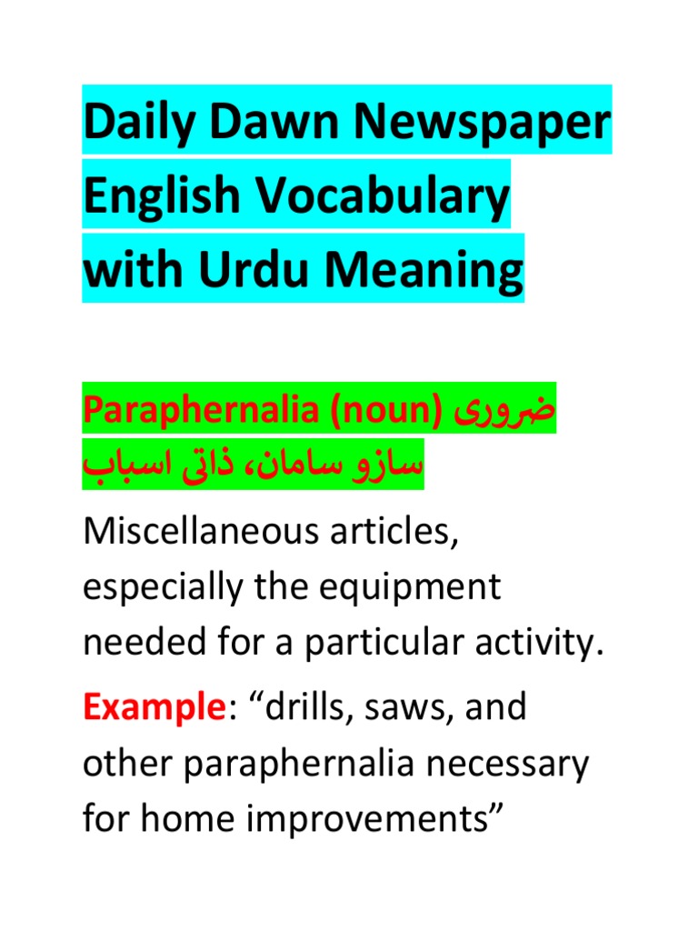 Dawn Newspaper Vocabulary File 70 PDF | PDF | Lexical Semantics | Grammar