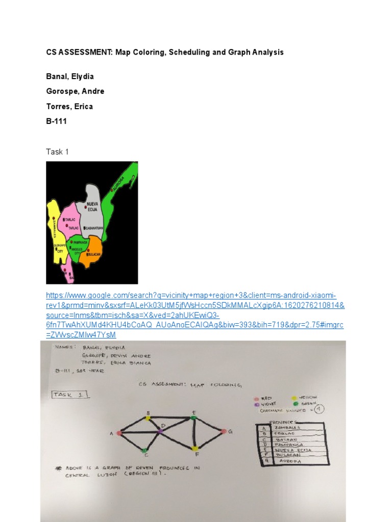 CS ASSESSMENT Map Coloring, Scheduling and Graph Analysis | PDF