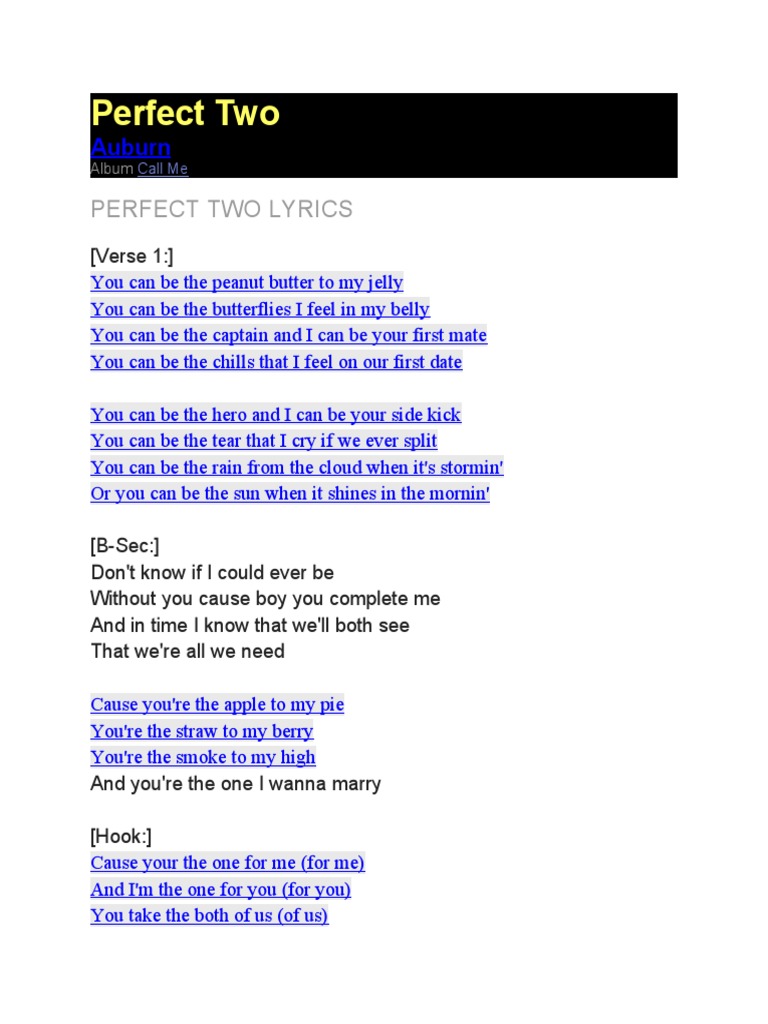 Perfect Two Lyrics by Auburn | PDF | Jesus | Religious Belief And Doctrine