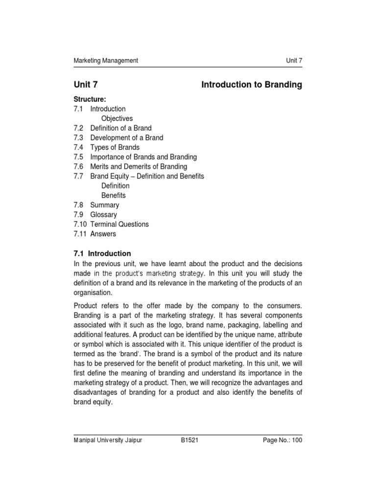 DBB1104-Unit 07 Introduction To Branding | PDF | Brand | Trademark