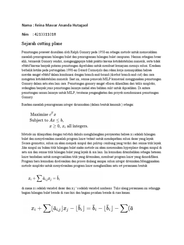 Cutting Plane Bagian Sejarah | PDF