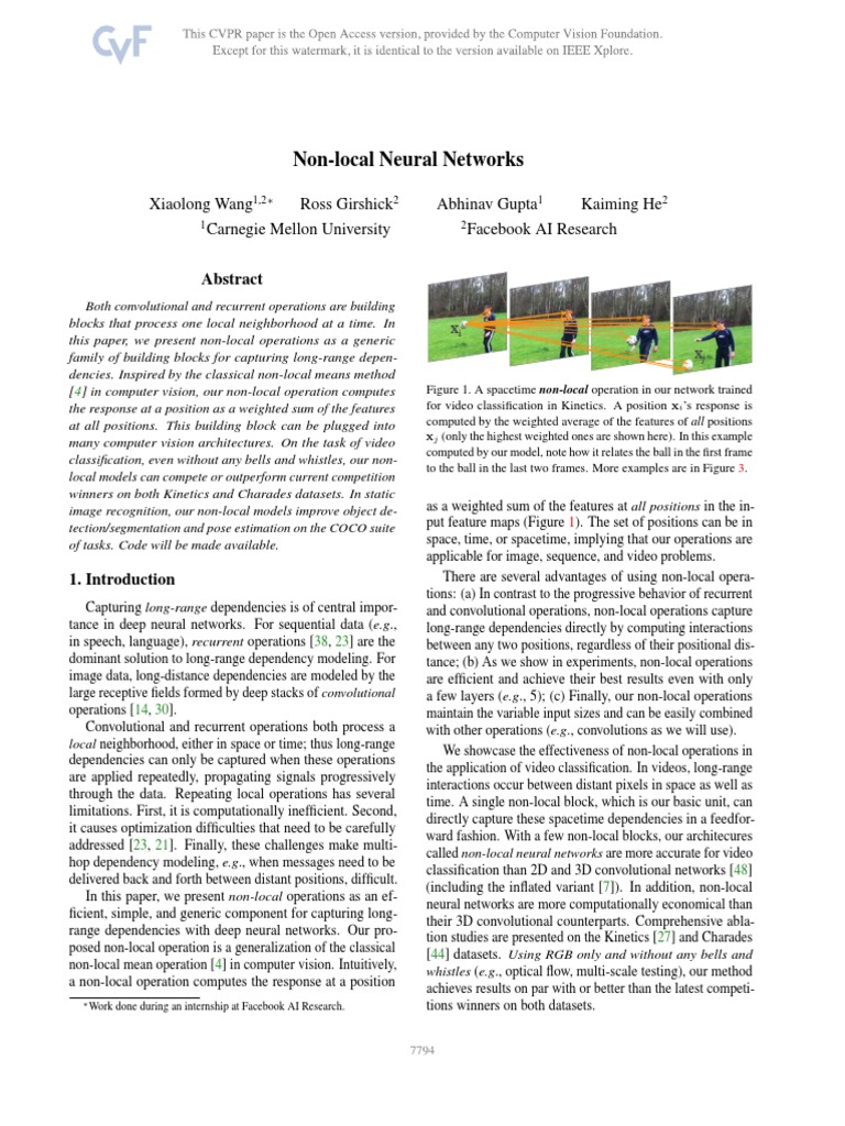 Non-Local Neural Networks | PDF | Artificial Neural Network | Deep Learning