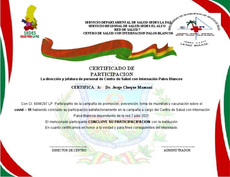 Certificado de Participacion | PDF