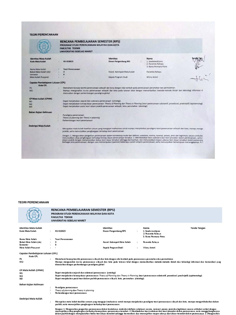 Teori Perencanaan PWK 2020 | PDF