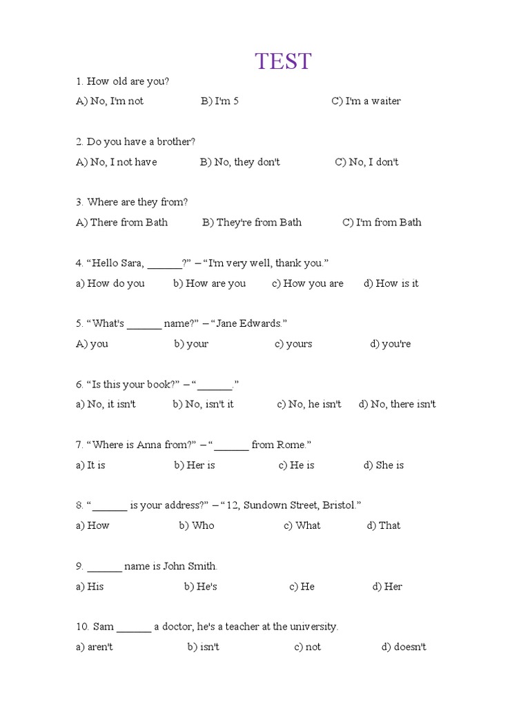 Test A1 | PDF | Language Arts & Discipline