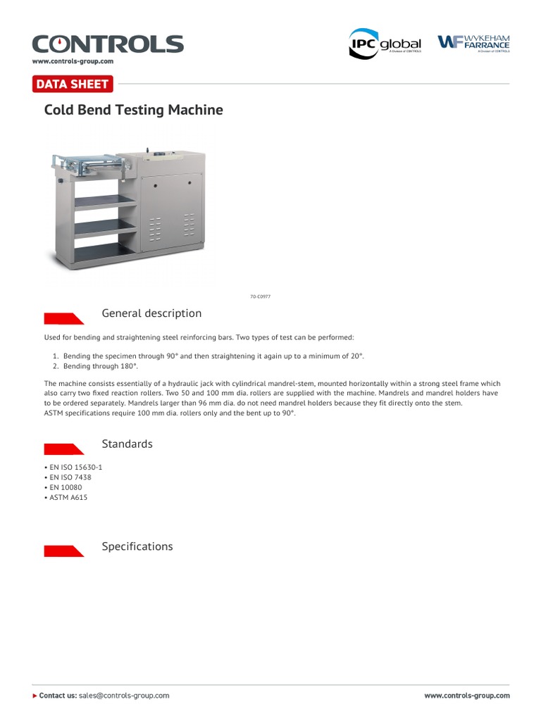 Cold Bend Testing Machine: General Description | PDF | Manufactured ...