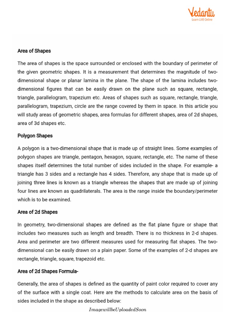 Area of Geometric Shapes | PDF