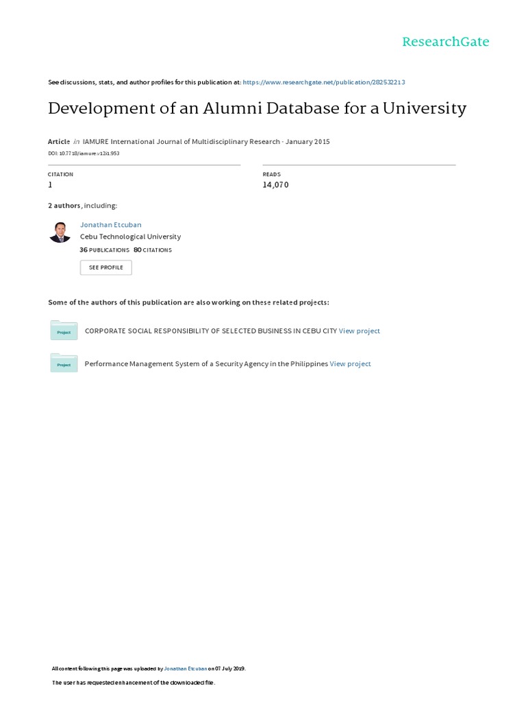 Development of An Alumni Database For A University | PDF | Databases ...