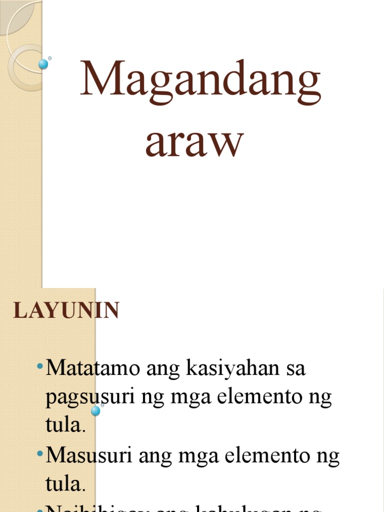 Mga Elemento NG Tula | PDF