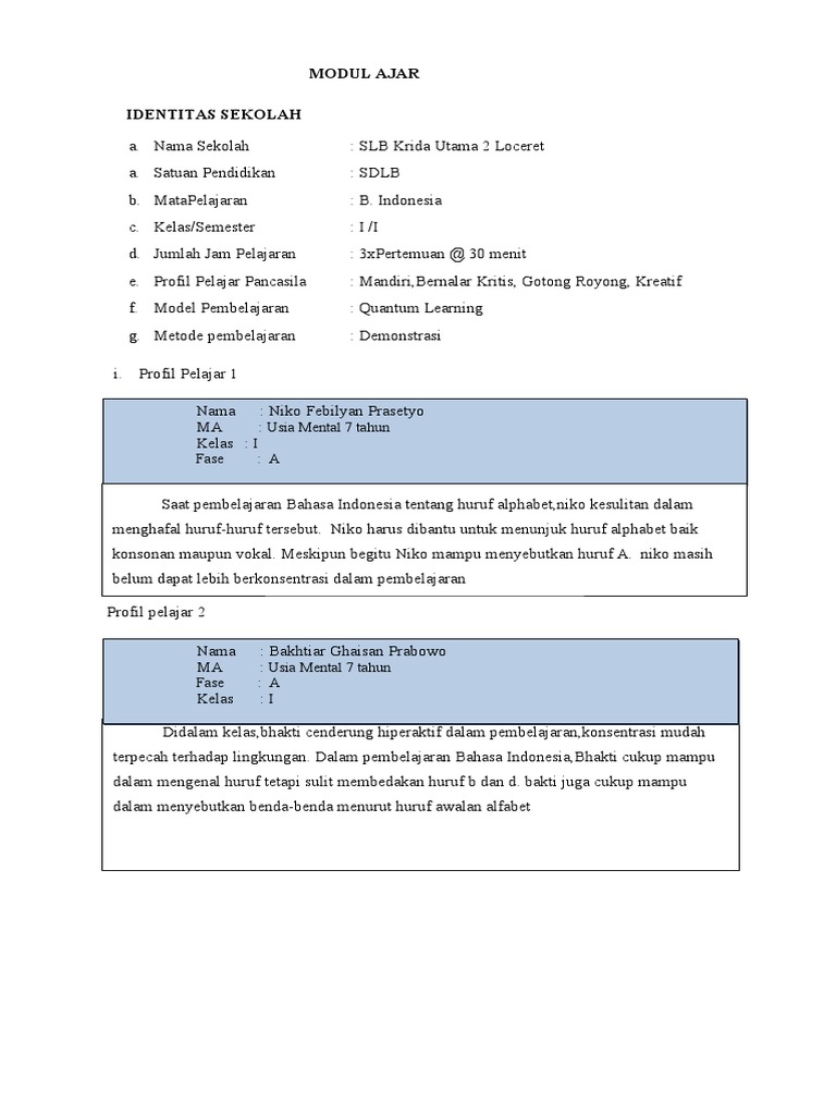 Modul Ajar Letter | PDF