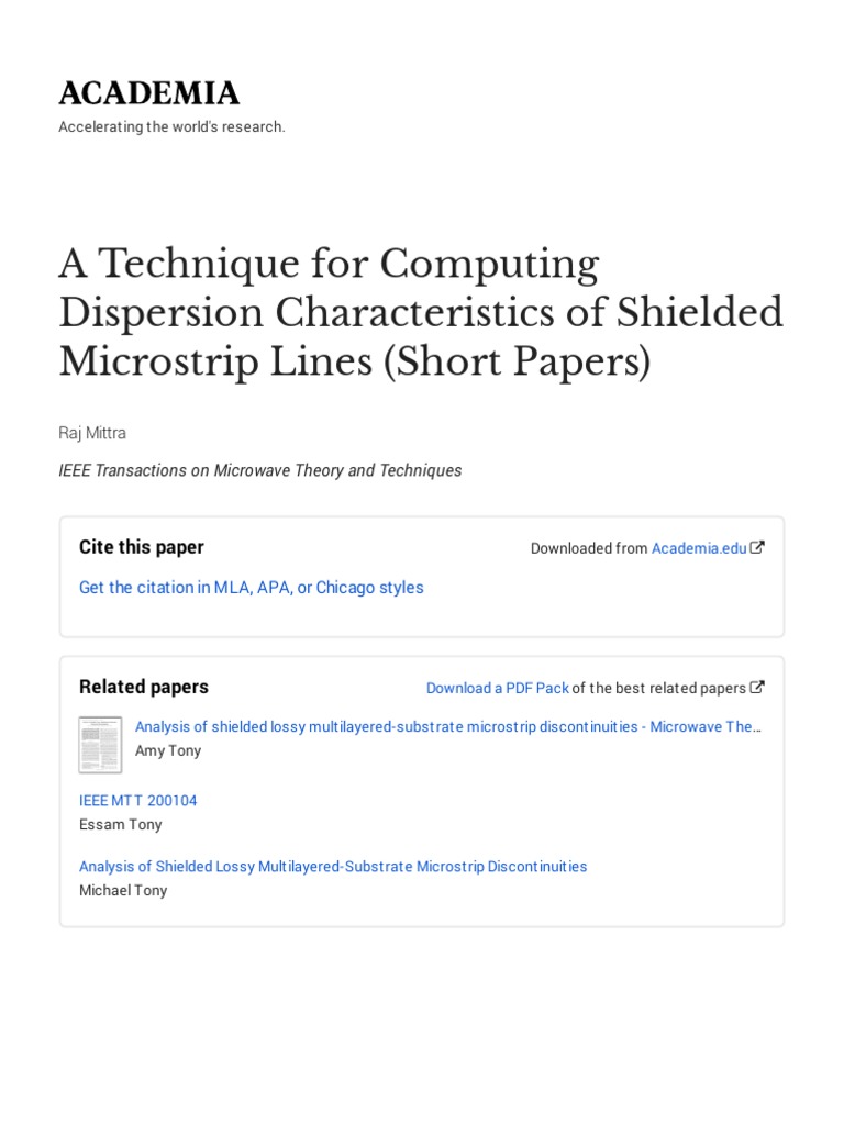 A Technique For Computing Dispersion Characteristics of Shielded ...