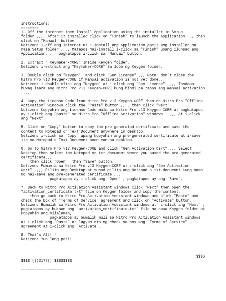 Nitro Pro Installation Instruction | PDF | Operating System Families | Computing Platforms