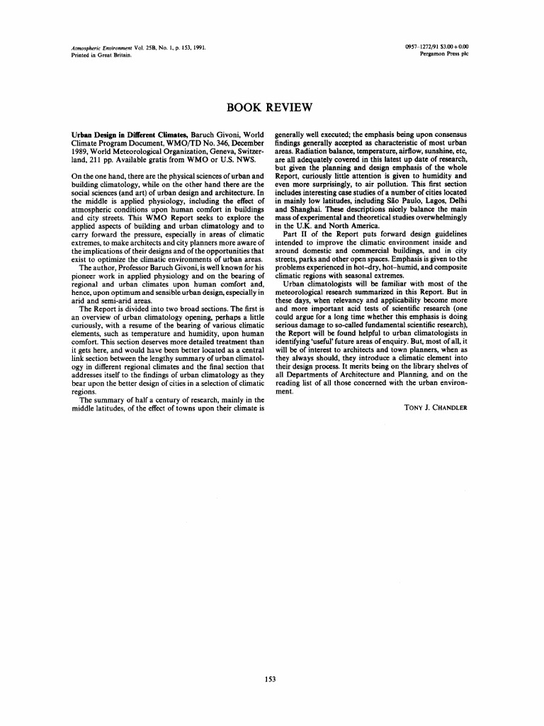 1991 - GIVONI - Urban Design in Different Climates | PDF | Climatology ...