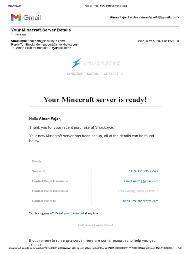 Minecraft Server | PDF | Gmail | Computer Mediated Communication