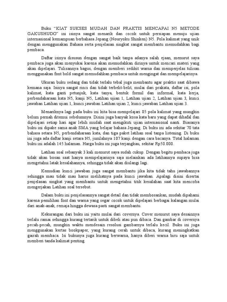 Kiat Sukses Belajar Bahasa Jepang N5 | PDF | Seni & Disiplin Bahasa ...