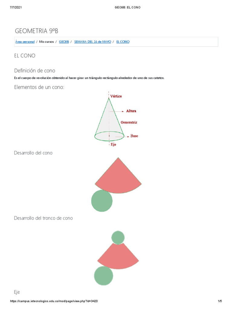 Definición y elementos del cono | PDF | Formas geométricas | Geometría