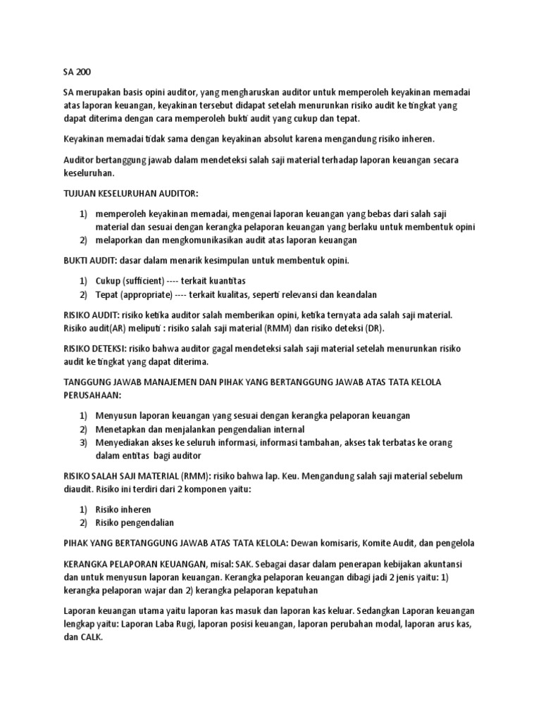 Ringkasan SA 200 | PDF