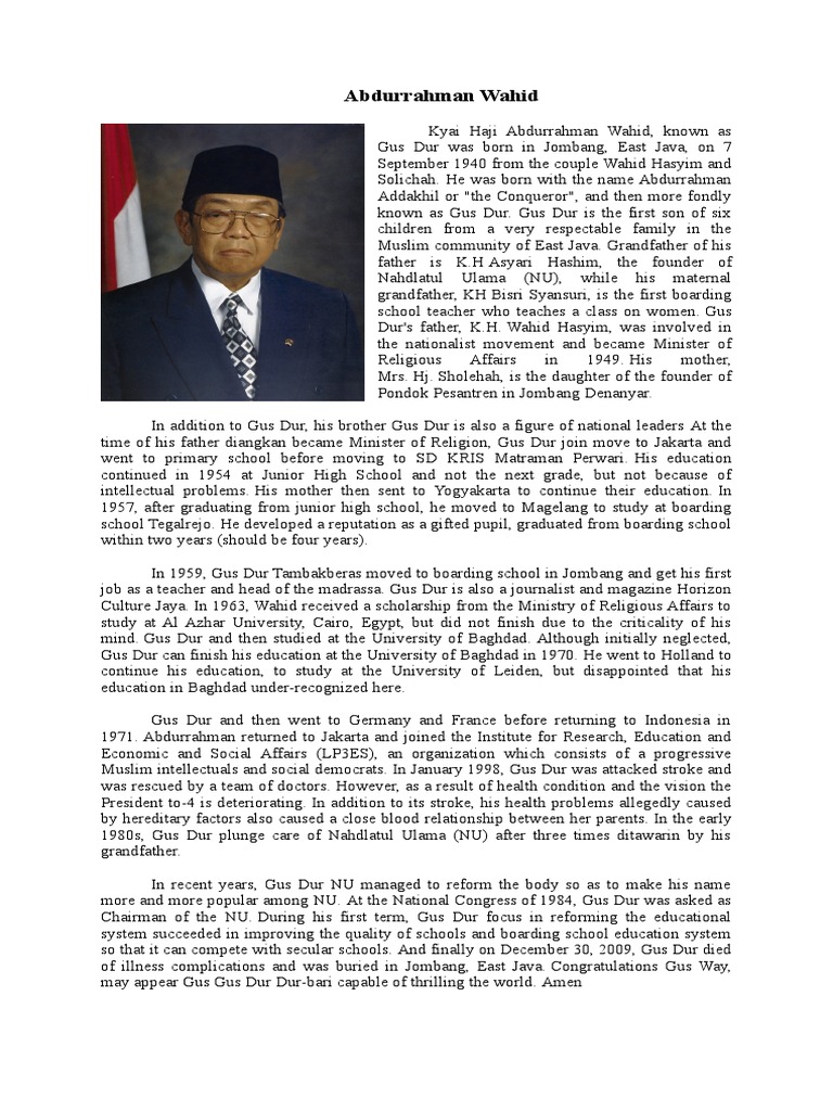 Biografi Gus Dur (B.ing) | PDF | Indonesia