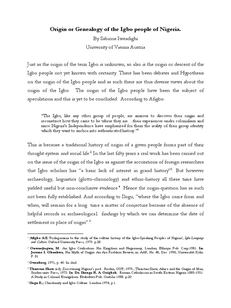 Origins of the Igbo People in Nigeria | PDF | Igbo People | Samaria