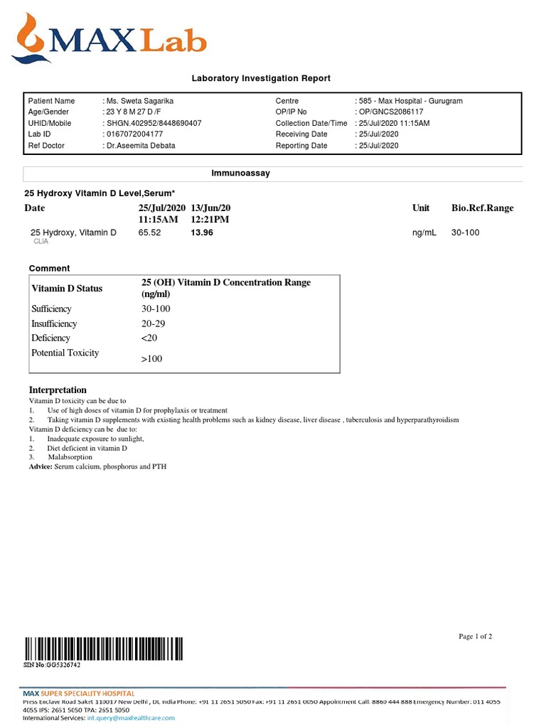 TSH & D3 Test Reports | PDF | Thyroid Stimulating Hormone | Diseases ...