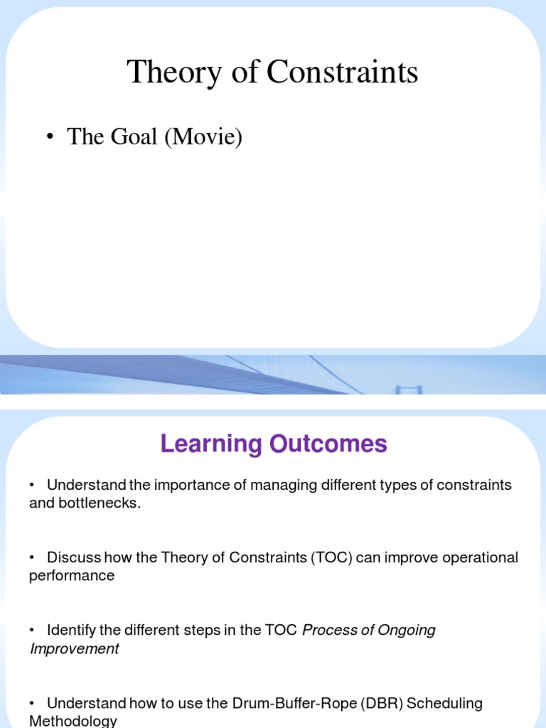 Theory of Constraints: - The Goal (Movie) | PDF | Inventory ...