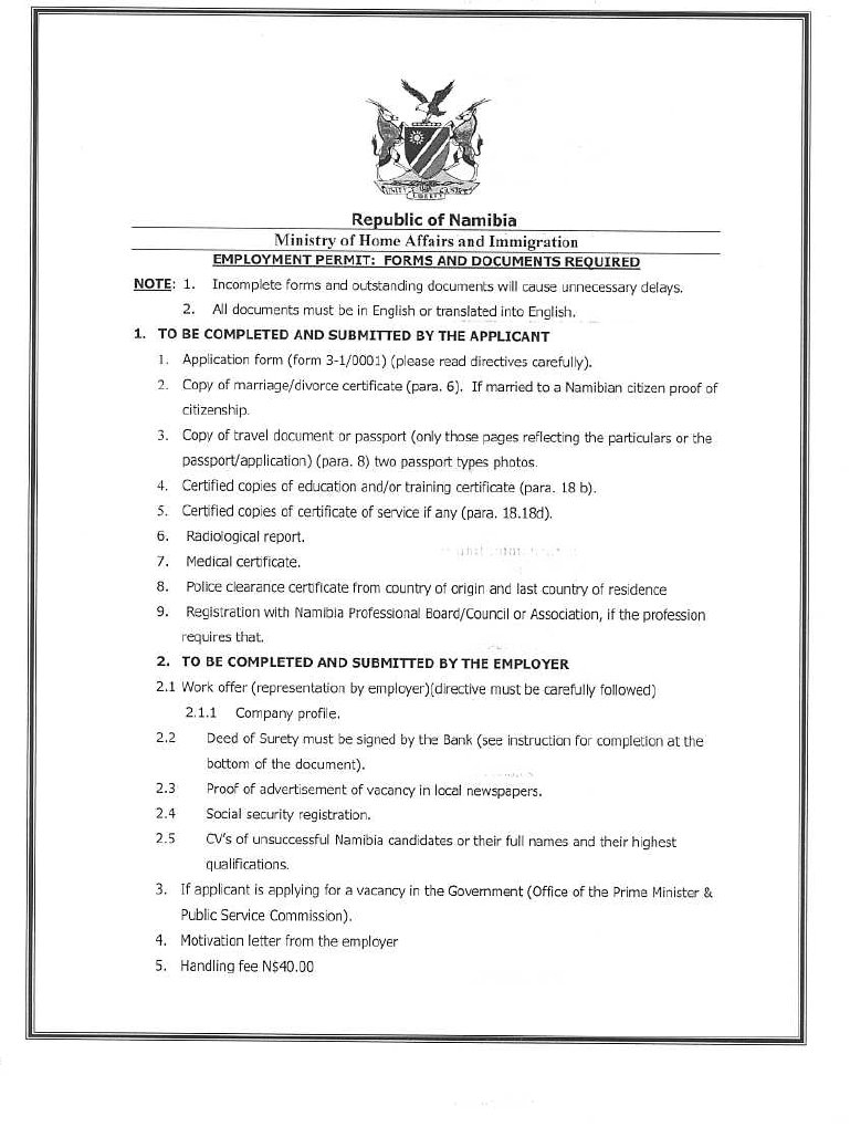 Forms and Documents Required For Study Permit - Namibian Home Affairs ...
