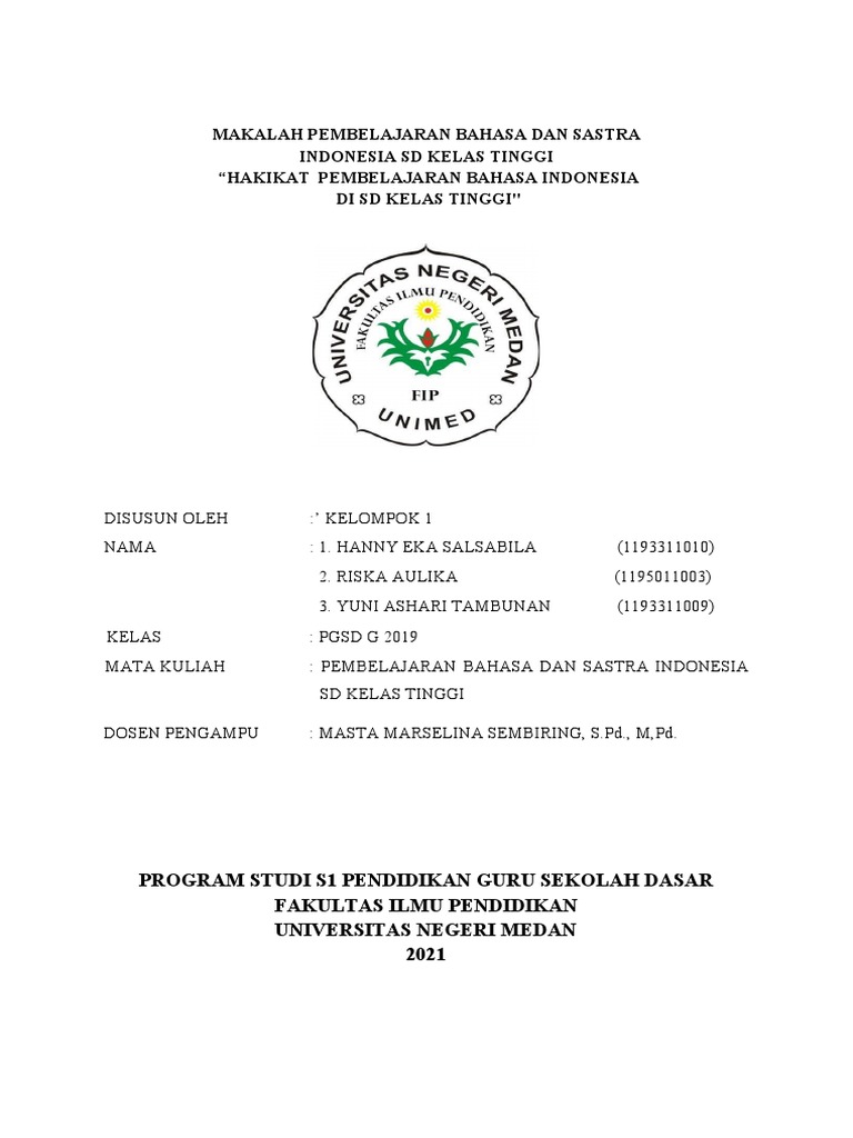 Makalah Kel 1 Pbsi Kls Tinggi PGSD g19 | PDF