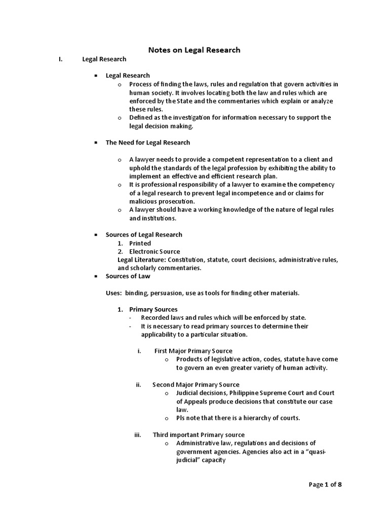 Notes On Legal Research | PDF | Lawyer | Taxes