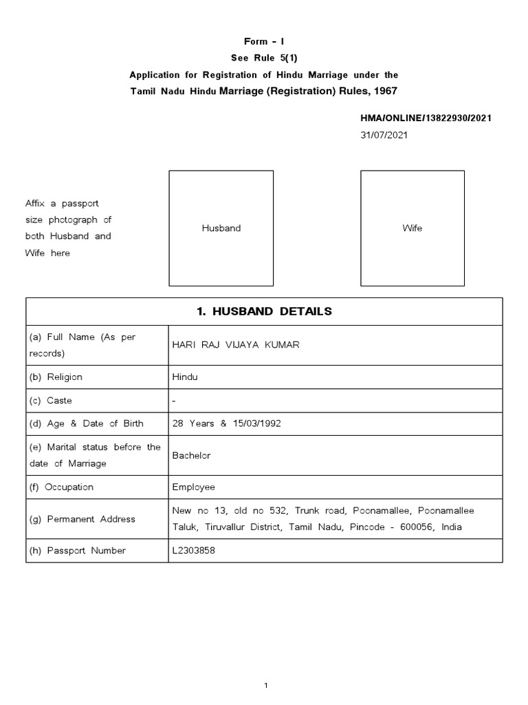 Marriage Application | PDF | Marriage | Family