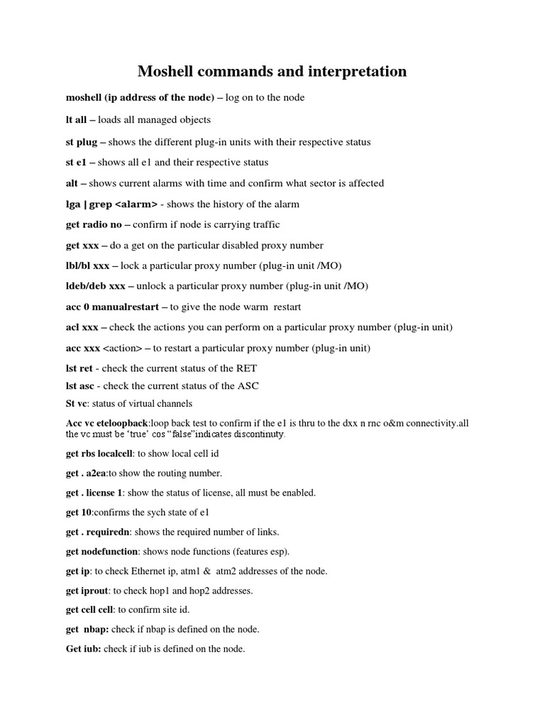Moshell Commands and Interpretation (1) - ATM - IP | PDF