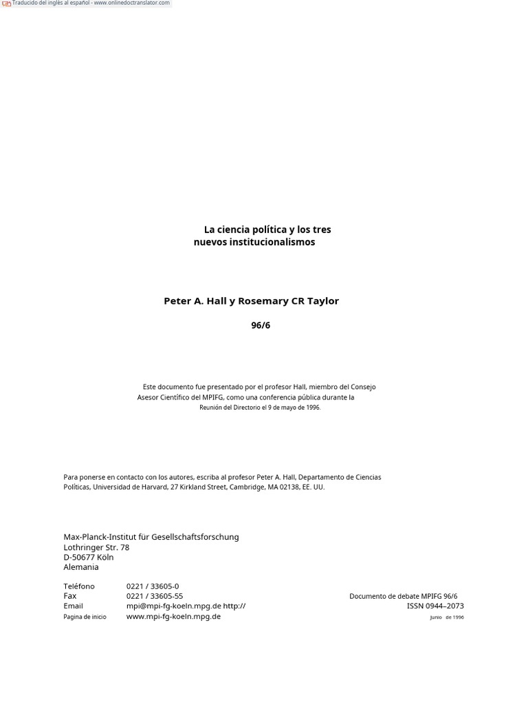 dp96-6 en Es | PDF | Institución | Sociología