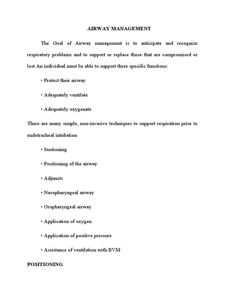 Airway Management | PDF | Medicine | Respiratory System
