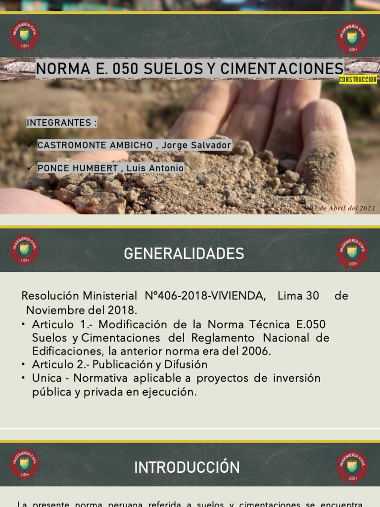 Norma E.050: Suelos y Cimentaciones | PDF | Fundación (Ingeniería) | Hormigón