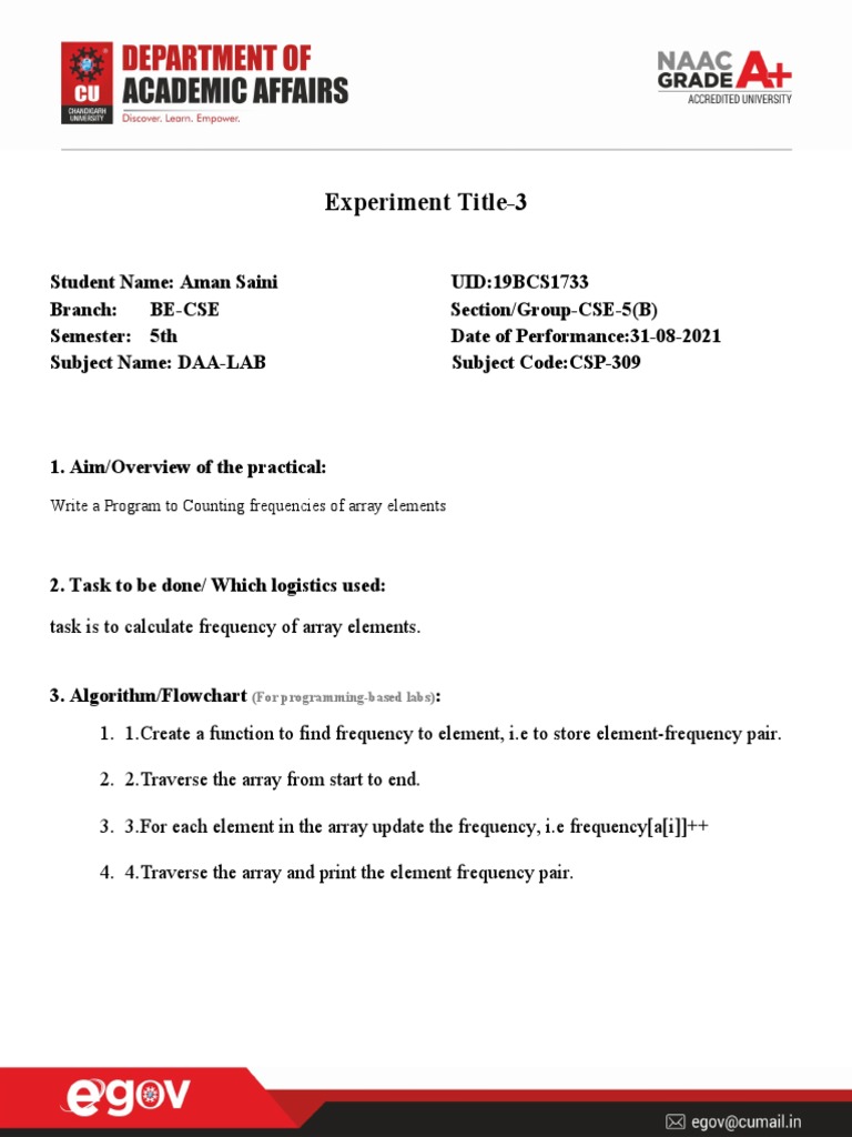 Experiment Title-3: Write A Program To Counting Frequencies of Array ...