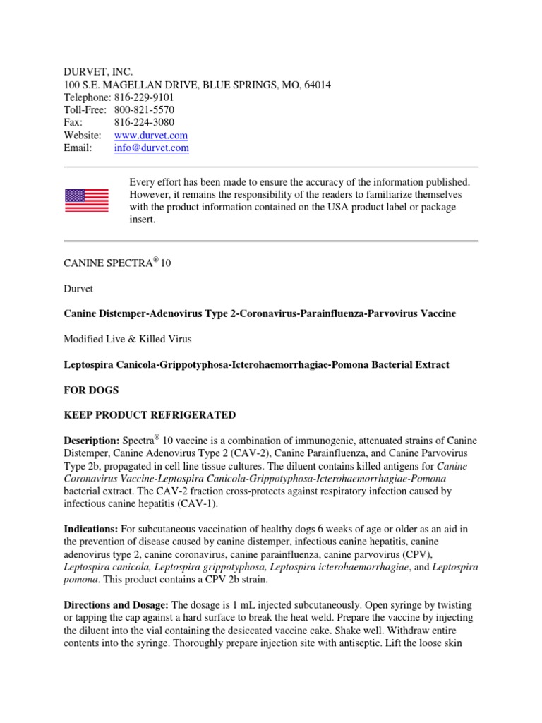 Canine Spectra 10 Label | PDF | Vaccines | Medical Specialties