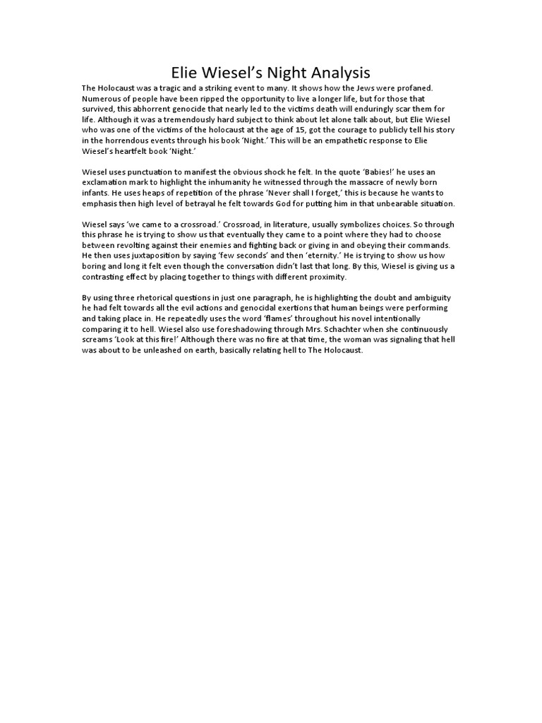 Holocaust Reflections in "Night" | PDF