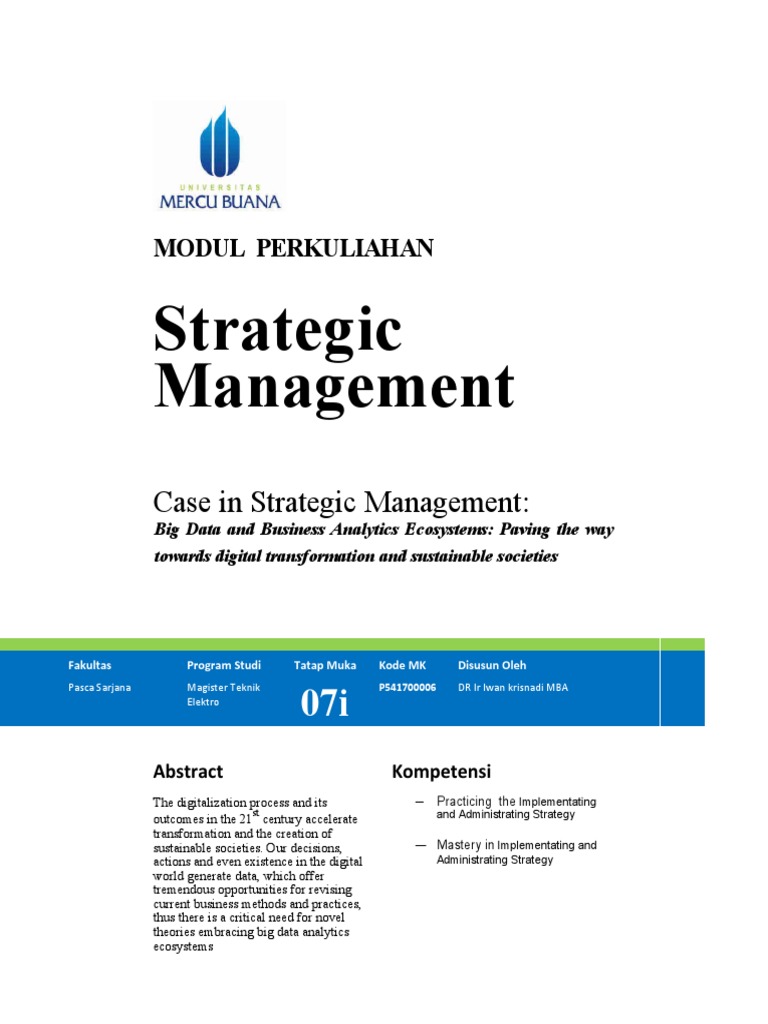 Case in Strategic Management | PDF | Analytics | Big Data