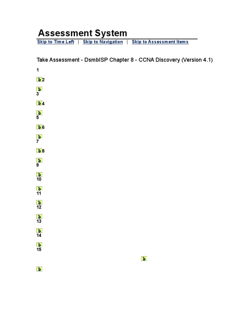 Assessment System: Take Assessment - Dsmbisp Chapter 8 - Ccna Discovery ...