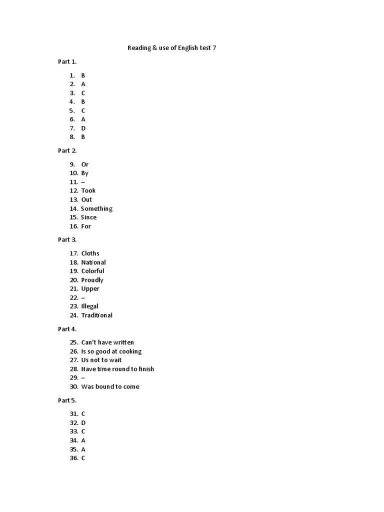 Reading & Use of English Test 7 | PDF