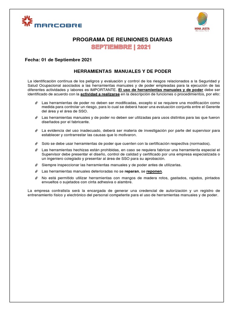 Programa de Charlas Diarias Marcobre | PDF | Ultravioleta | Energía renovable