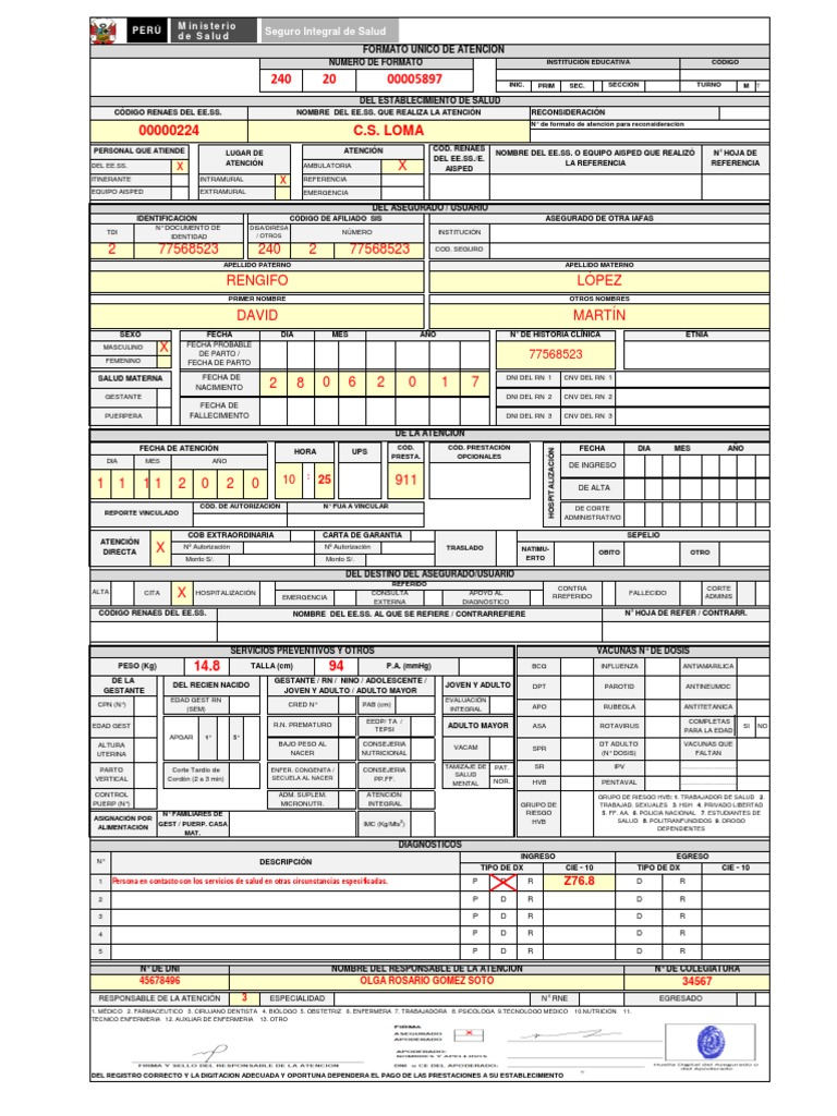 Formato FUA y Formulario 911 | PDF | Ciencias de la Salud | Cuidado de ...